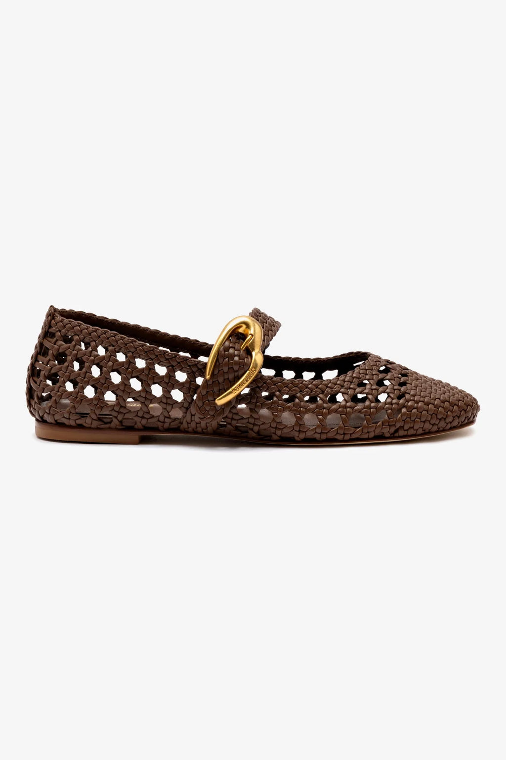 Verona Macrame Ballet Flat In Burnt Umber Leather - Flats - Larroudé ...