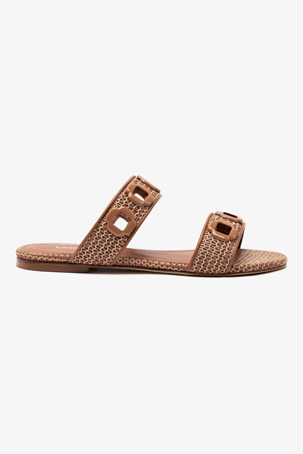 Milan Flat Mule In Caramel Wave Raffia - Flats - Larroudé – Larroude