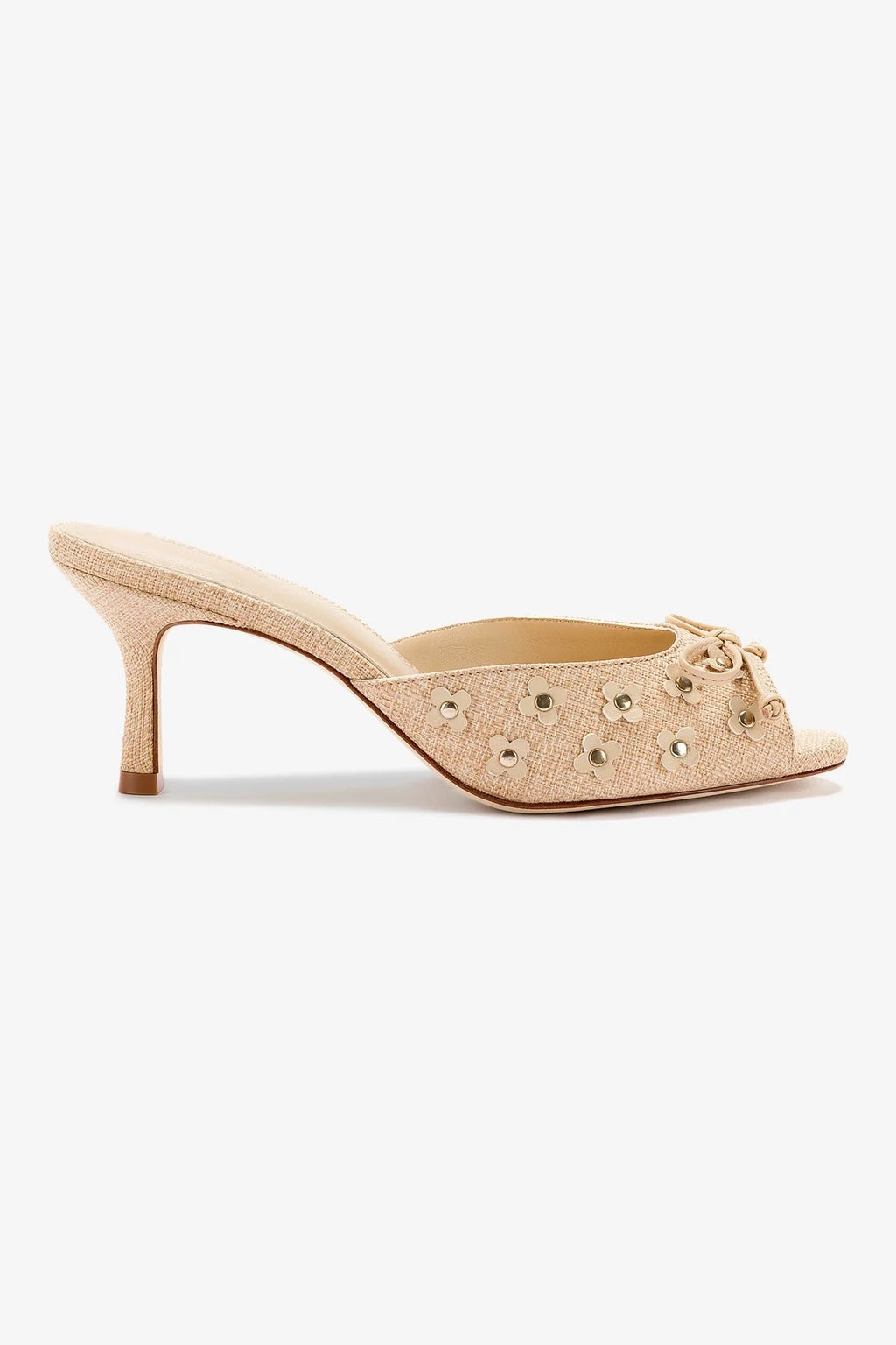 Jasmine Mule In Beige Raffia - Mules - Larroudé – Larroude