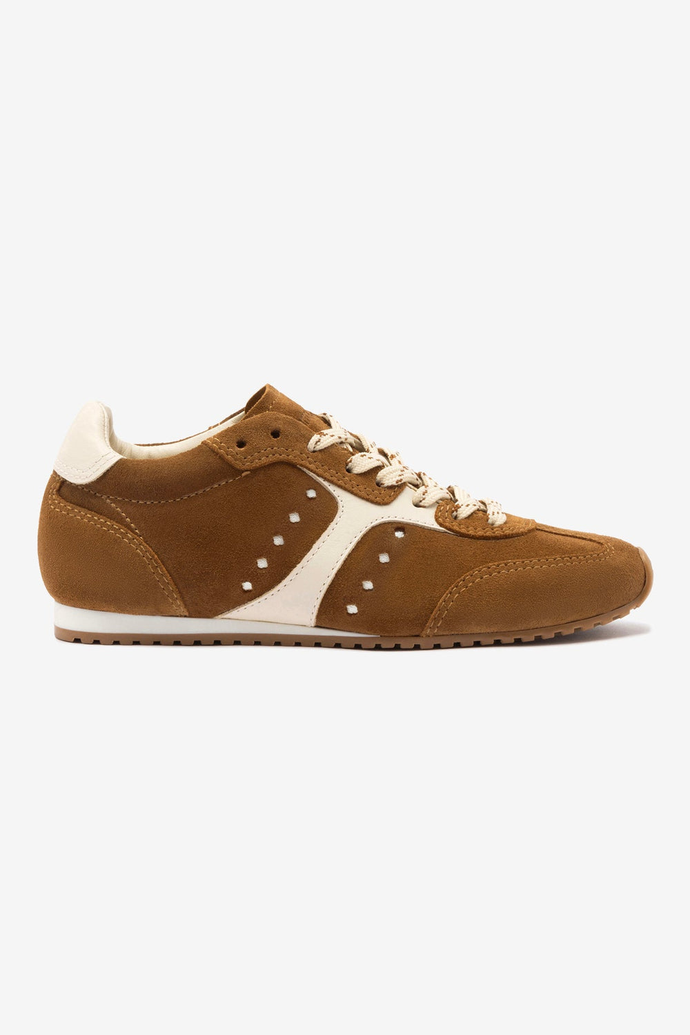 Stella Sneaker In Russet Suede and Ivory Leather - Sneakers - Larroudé – Larroude