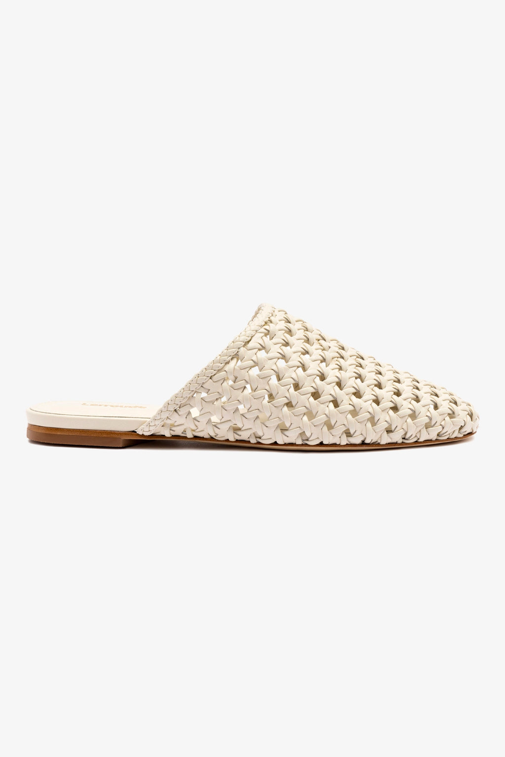 Venice Macrame Flat Mule In Ivory Leather – Larroude