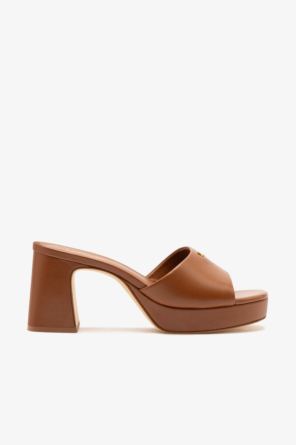 Dolly Low Mule In Caramel Leather - Heels - Larroudé – Larroude