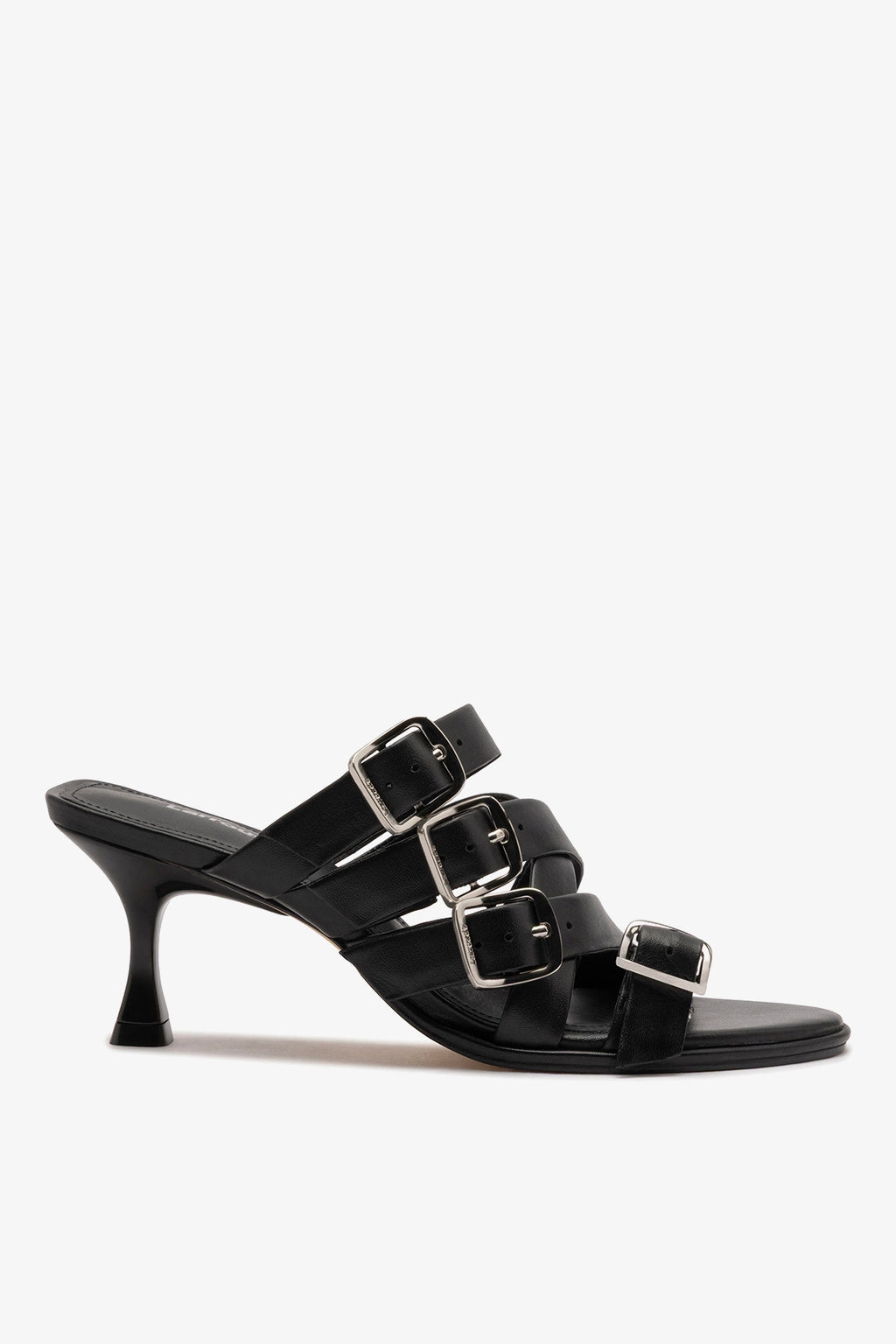 Patti Mule In Black Leather - Heels - Larroudé – Larroude
